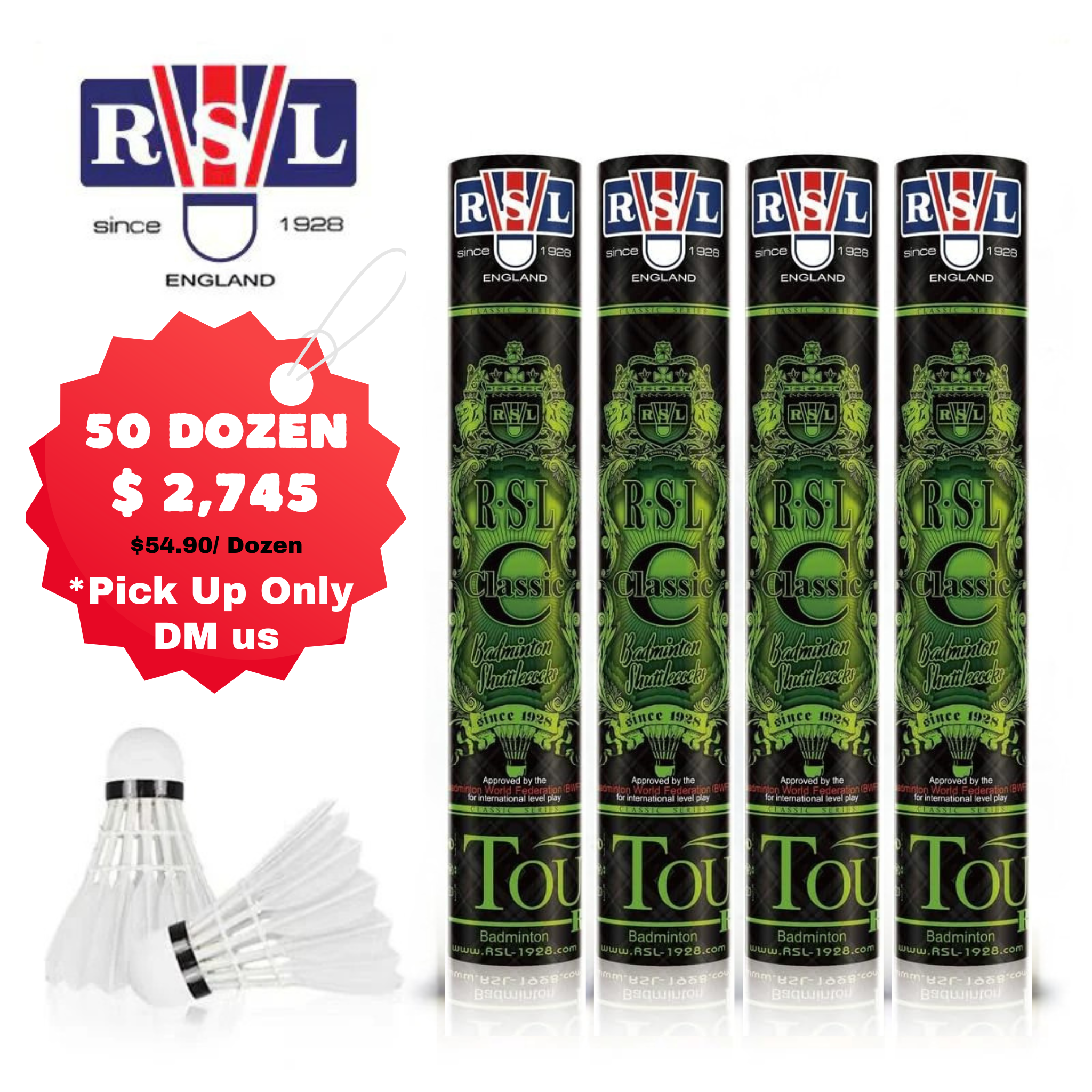 RSL Classics Tourney Shuttlecocks - BWF Approved Shuttles - Bulk Price ...
